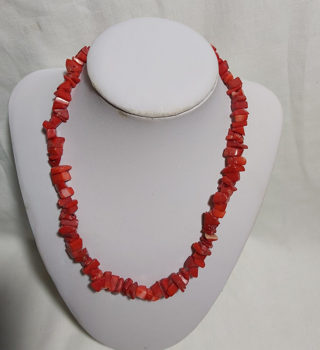 Vintage Red Coral Chip Beads Necklace L43cm W47g - Etsy