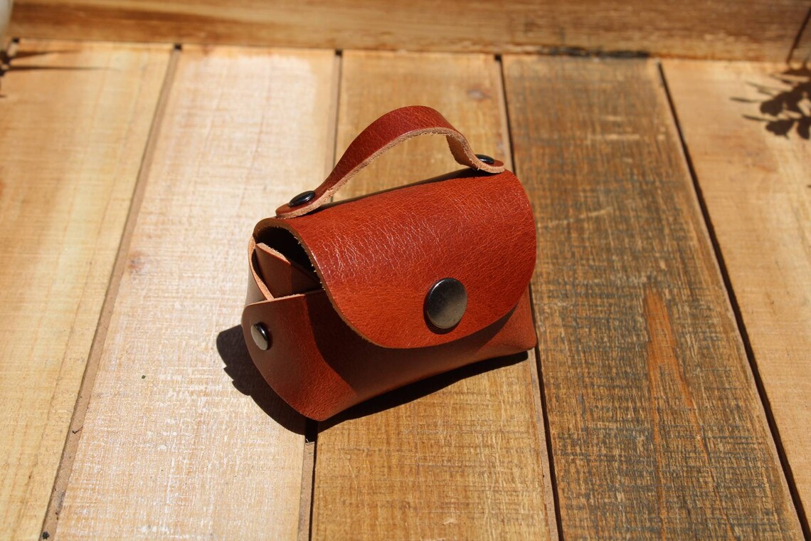 Handcrafted Mini Leather Pouch Small Leather Bag Coin Purse Key Holder ...