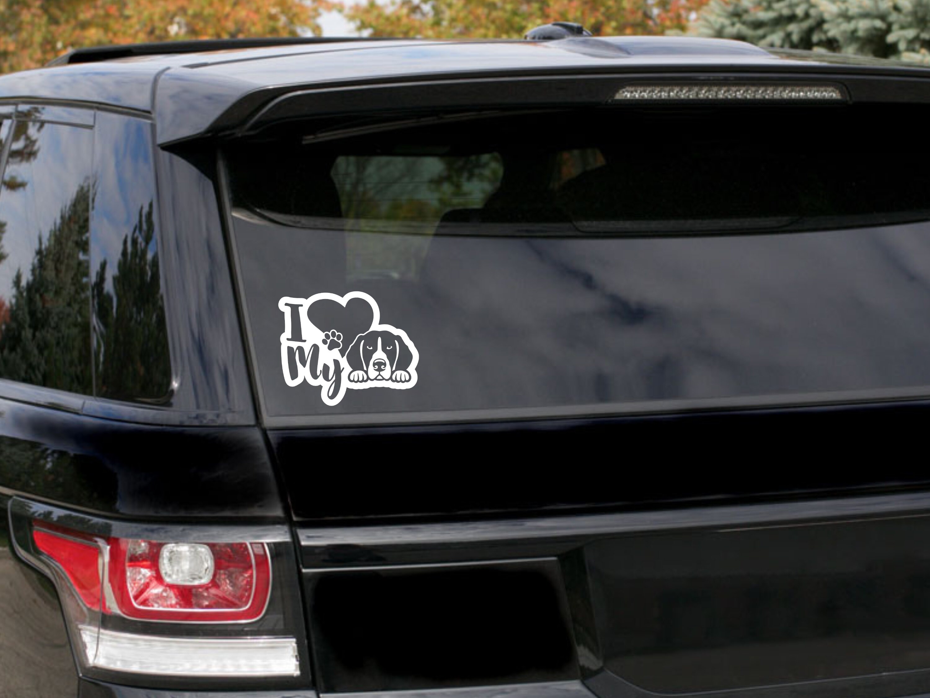 I Love My Beagle Car Decal, I Love My Beagle Bumper Sticker, Beagle ...
