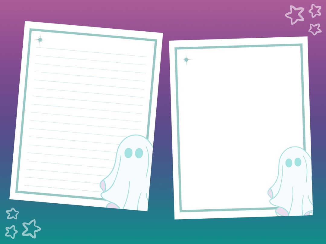 Pastel Ghost Stationary Bundle, Lined and Unlined, Printable Letter ...