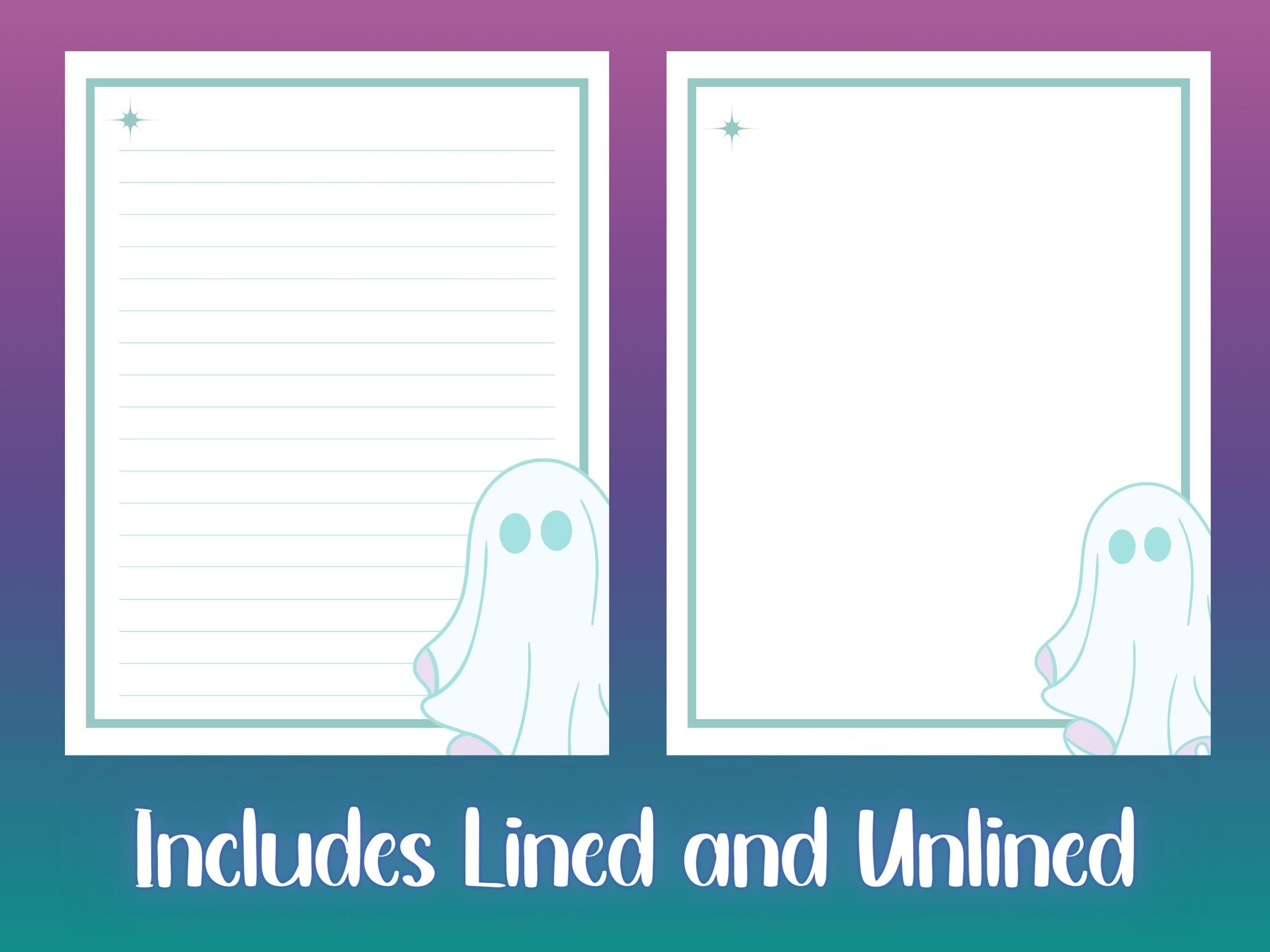 Pastel Ghost Stationary Bundle, Lined and Unlined, Printable Letter ...