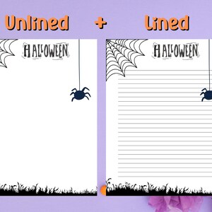 Happy Halloween Spider Stationery: Lined/unlined Printable Paper ...