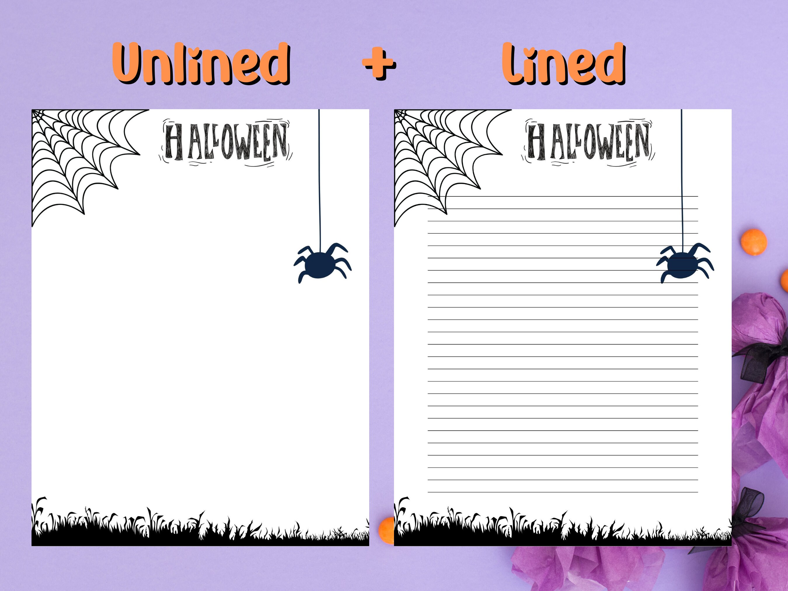 Happy Halloween Spider Stationery: Lined/unlined Printable Paper ...