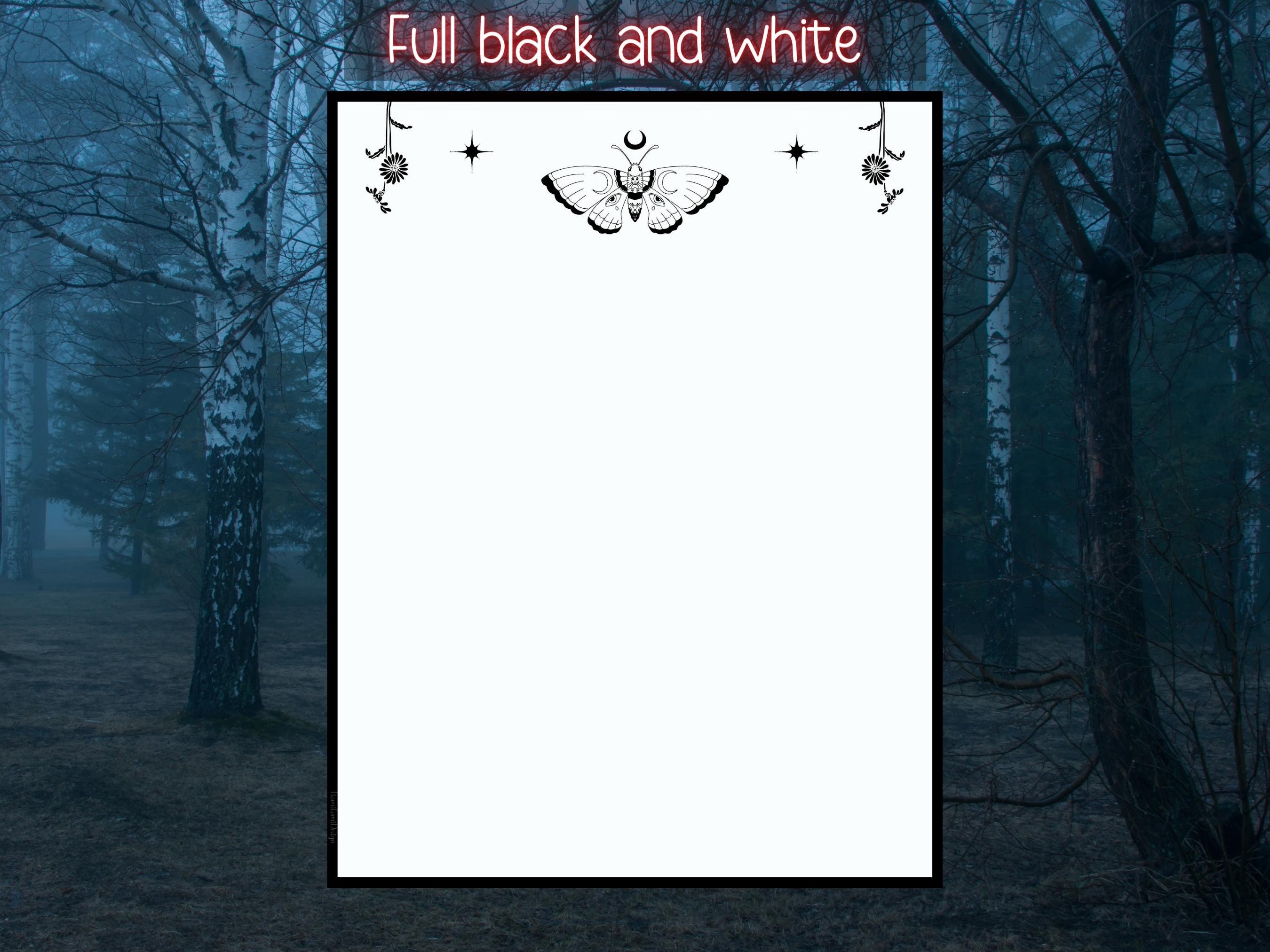 Witchy Stationary, Lined Sheet, Goth Printable Letter Paper, Writing ...