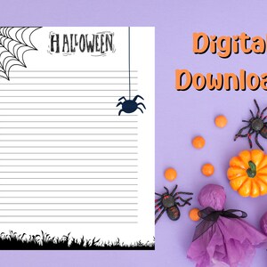 Happy Halloween Spider Stationery: Lined/unlined Printable Paper ...