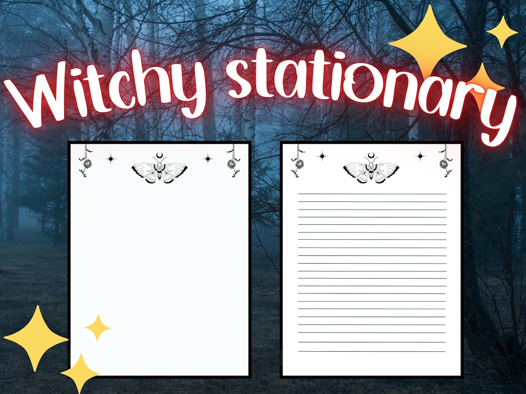 Witchy Stationary, Lined Sheet, Goth Printable Letter Paper, Writing ...