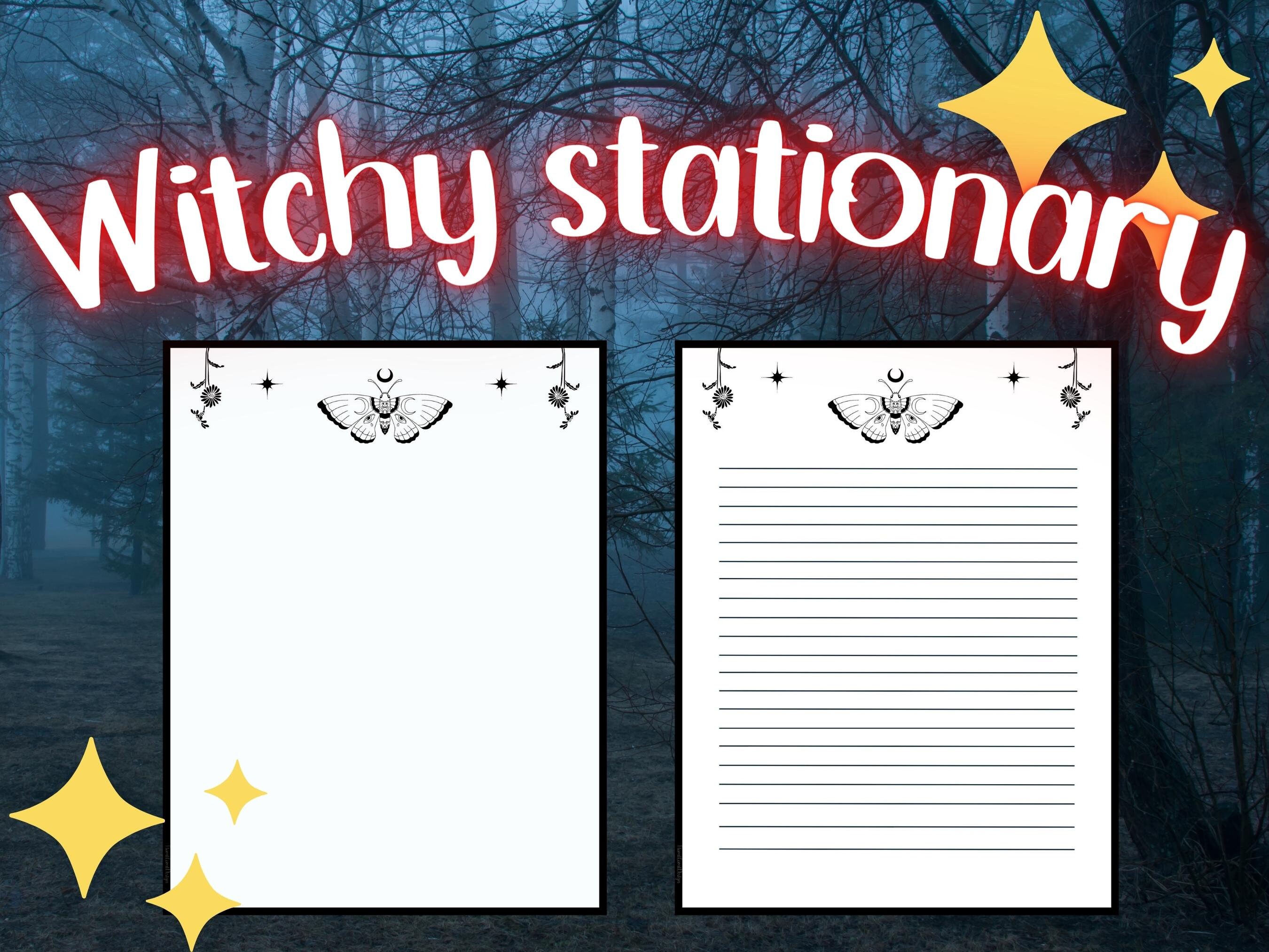 Witchy Stationary, Lined Sheet, Goth Printable Letter Paper, Writing ...