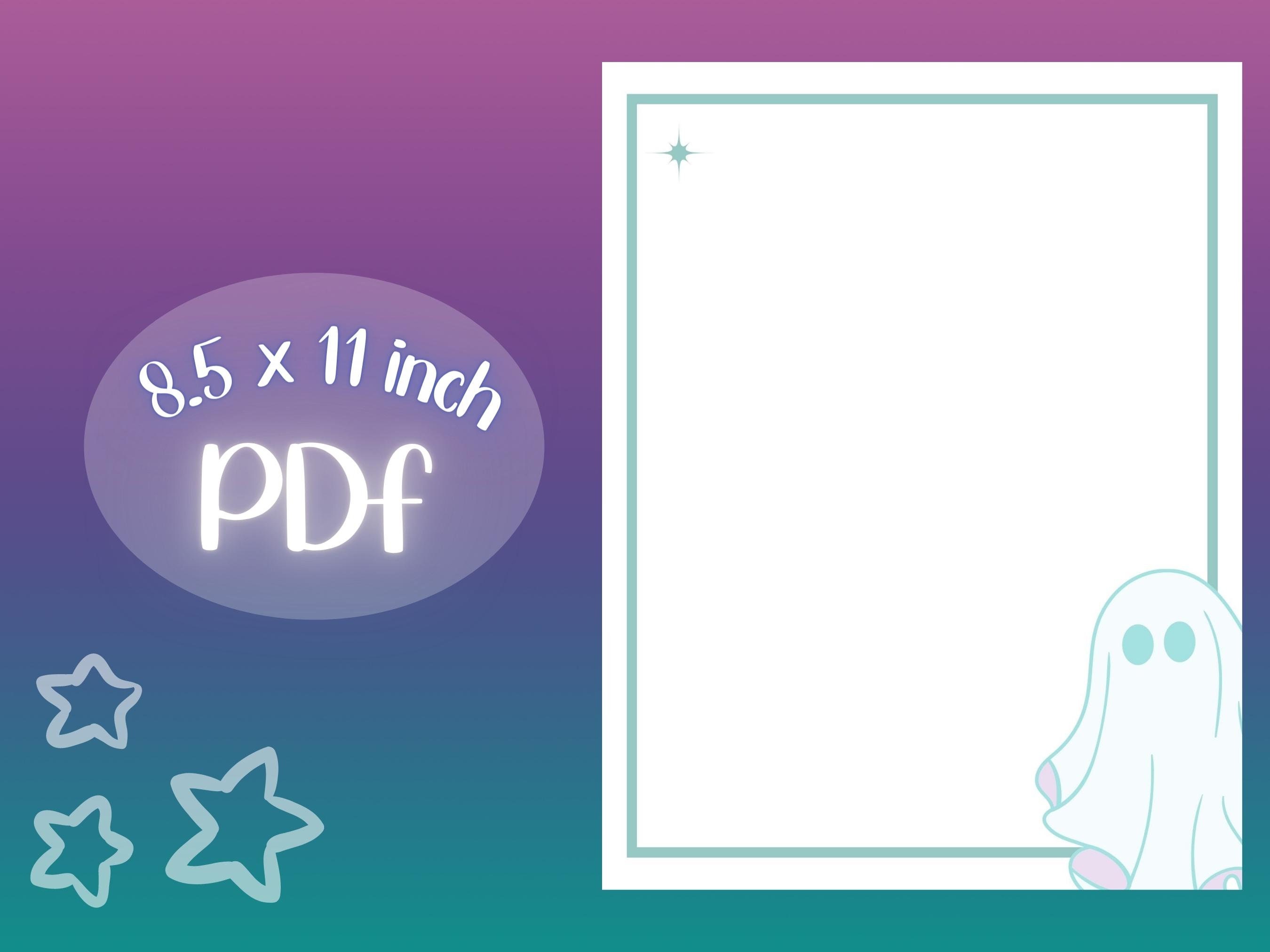 Pastel Ghost Stationary Bundle, Lined and Unlined, Printable Letter ...