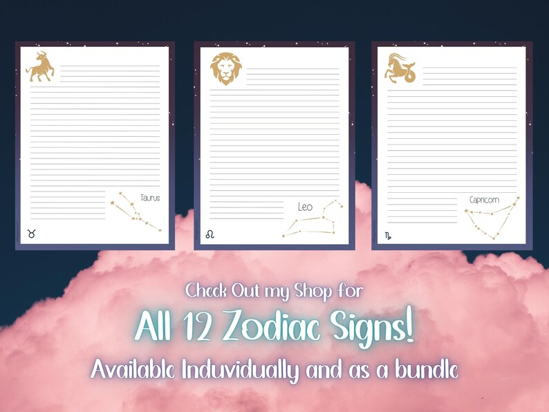 Zodiac Stationary Bundle, Sagittarius Zodiac Sign, Lined and Unlined ...