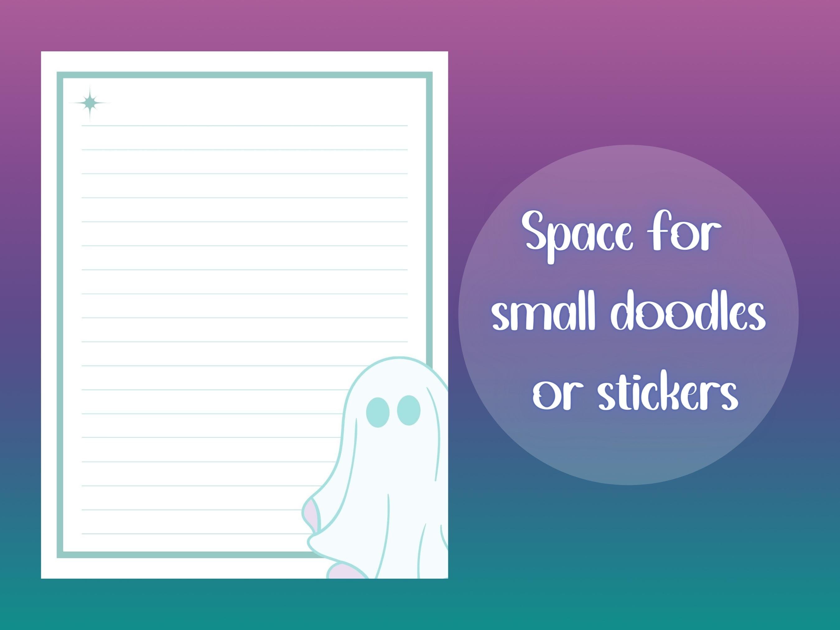 Pastel Ghost Stationary Bundle, Lined and Unlined, Printable Letter ...
