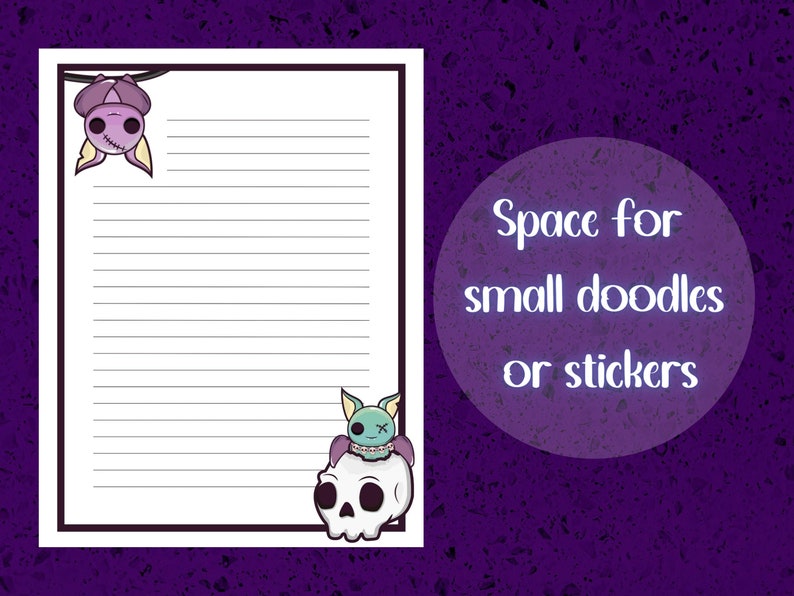 Cute Bat and Skull Stationery Set, Lined & Unlined Letter Paper (PDF ...