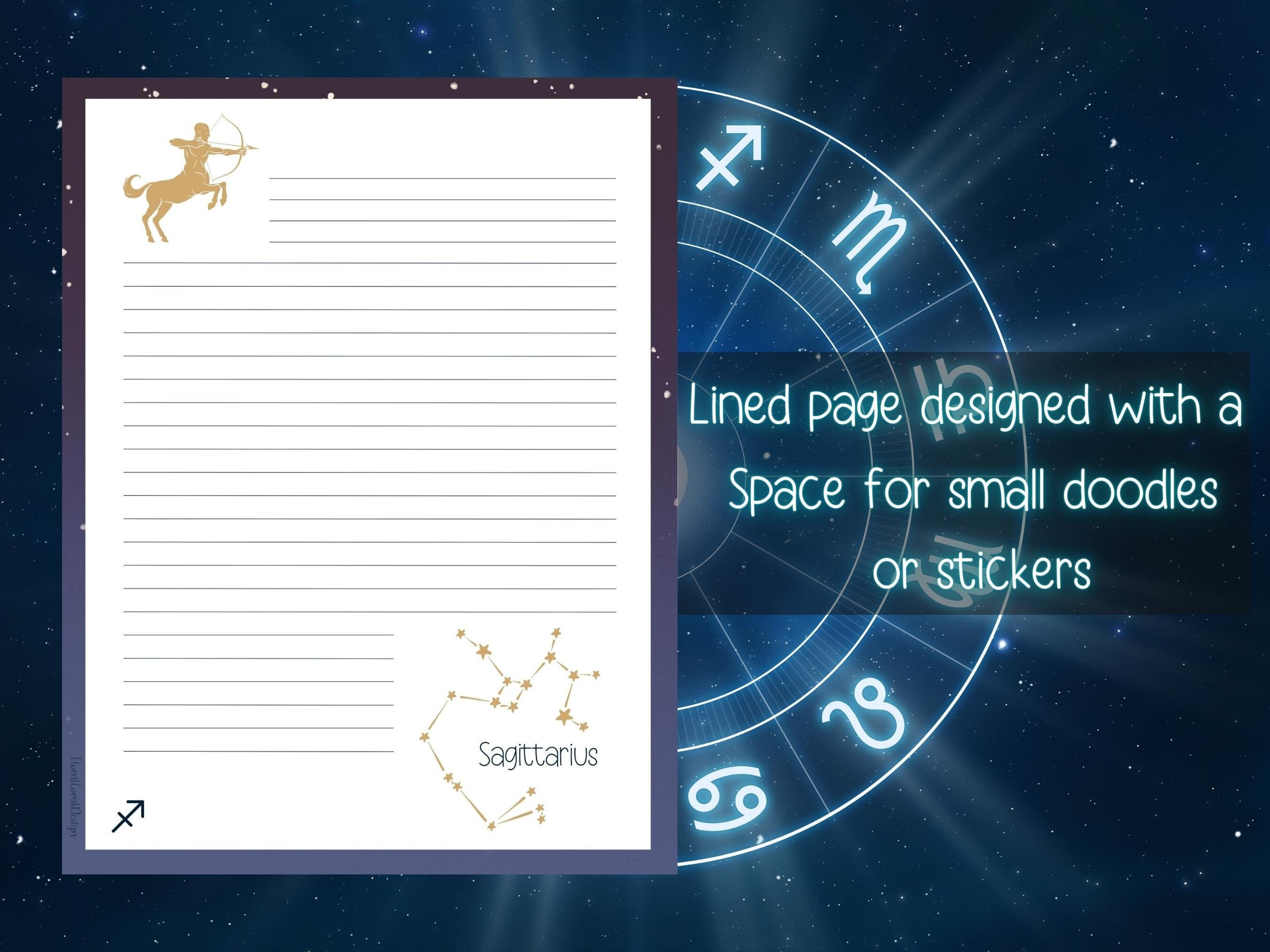 Zodiac Stationary Bundle, Sagittarius Zodiac Sign, Lined and Unlined ...