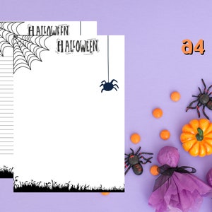 Happy Halloween Spider Stationery: Lined/unlined Printable Paper ...