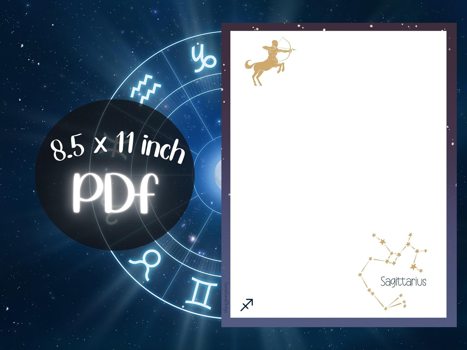 Zodiac Stationary Bundle, Sagittarius Zodiac Sign, Lined and Unlined ...