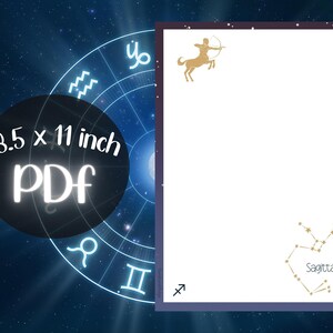 Zodiac Stationary Bundle, Sagittarius Zodiac Sign, Lined and Unlined ...