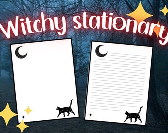 Witchy Stationary, Lined Sheet, Goth Printable Letter Paper, Writing ...