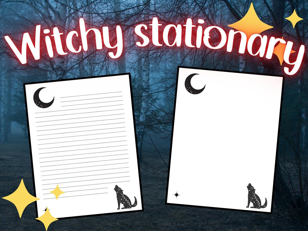 Witchy Letter Writing Paper: Goth Lined Stationery (digital Download ...