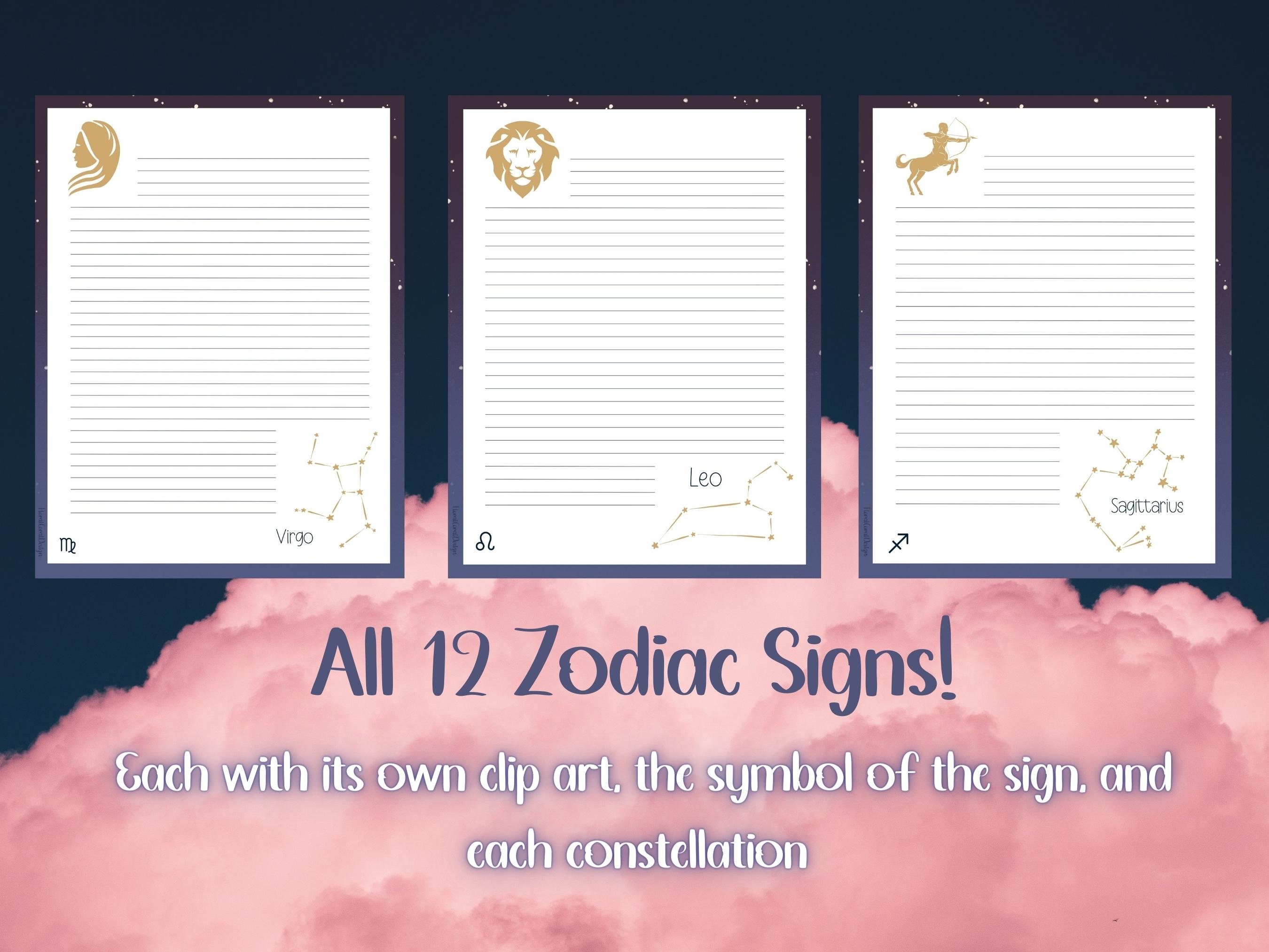 Zodiac Stationary Bundle, Unique Designs for All 12 Astrology Signs ...