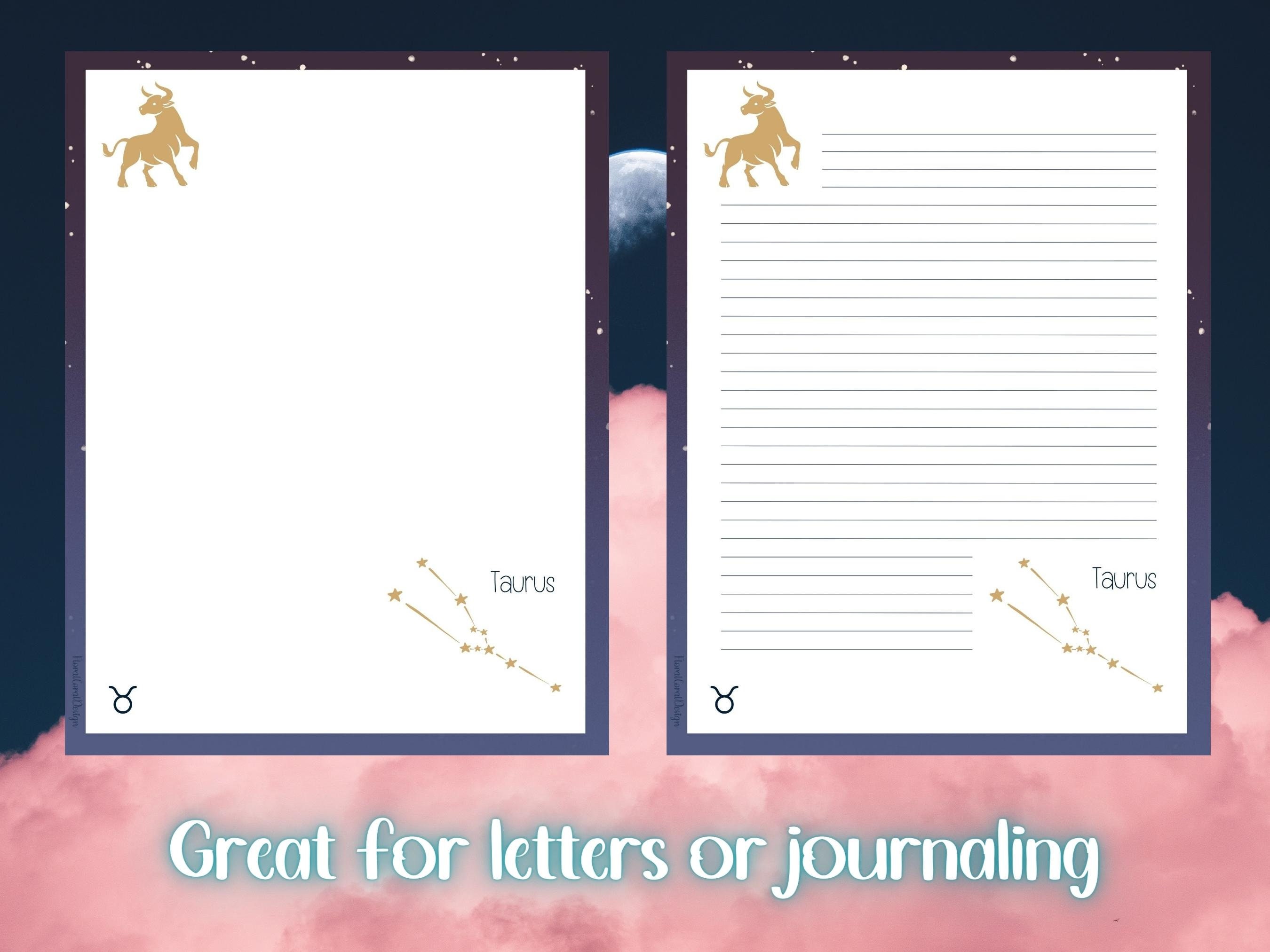 Zodiac Stationary Bundle, Taurus Zodiac Sign, Lined and Unlined ...