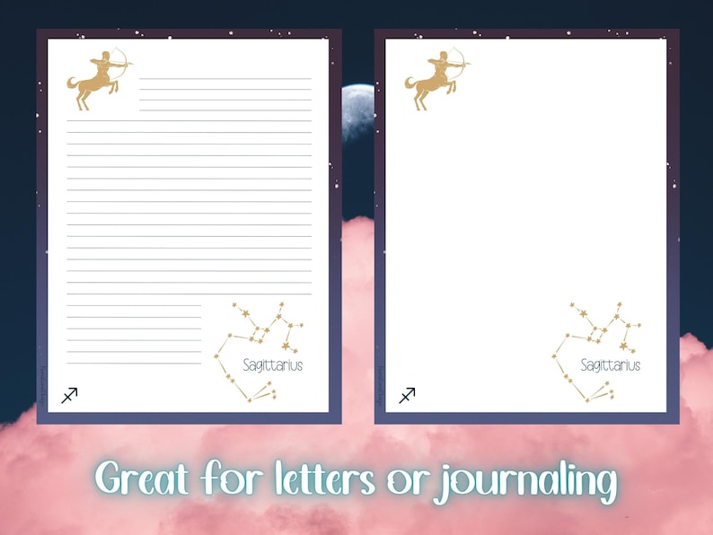 Zodiac Stationary Bundle, Sagittarius Zodiac Sign, Lined and Unlined ...