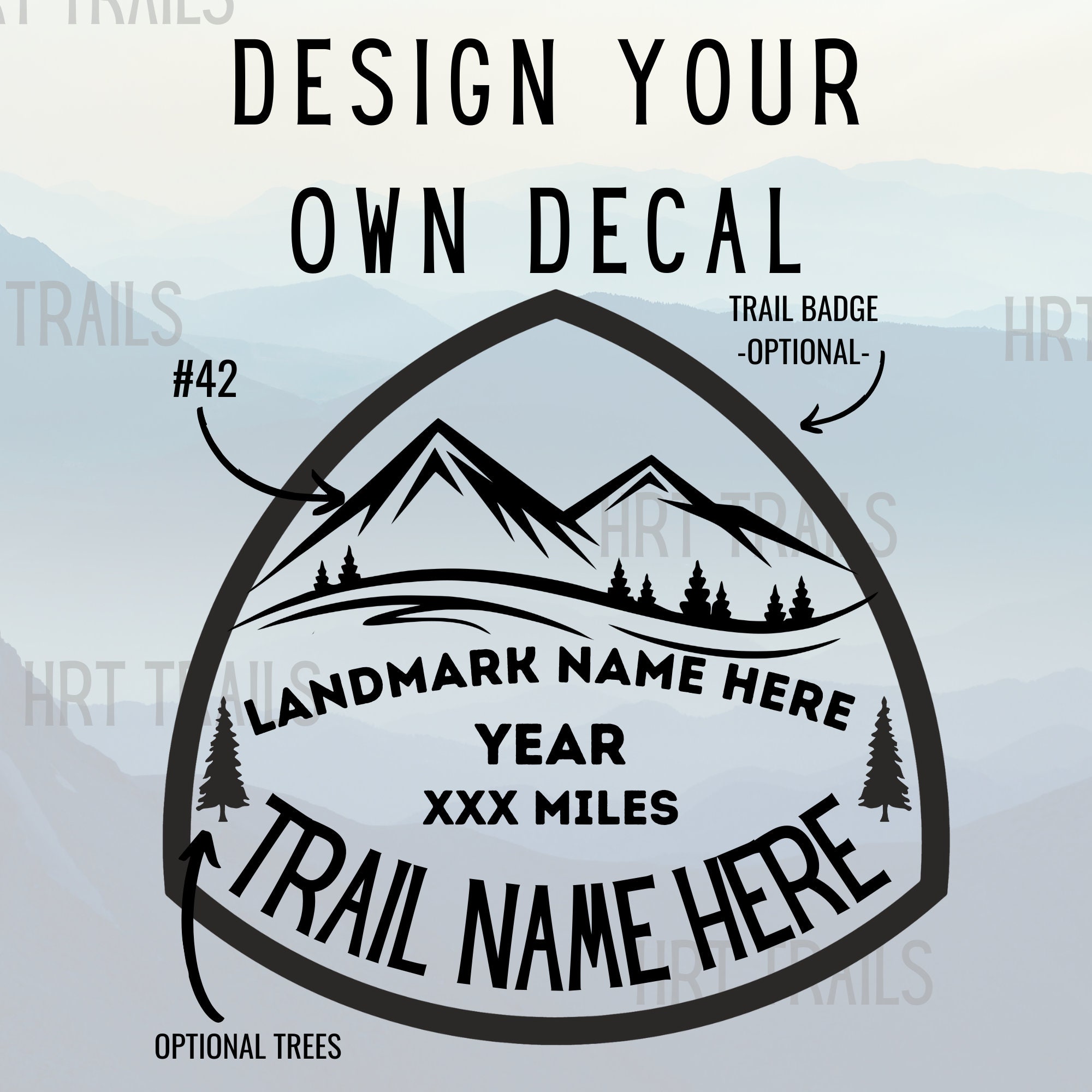 Design Your Own Trail or Summit Decal Hiking Backpacking Customizable ...