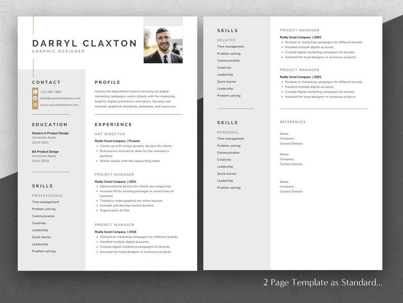 Natural White & Grey Resume Template, Professional Modern Resume ...