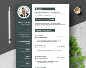 Hexagon Resume Templateresume Template Professional Modern - Etsy