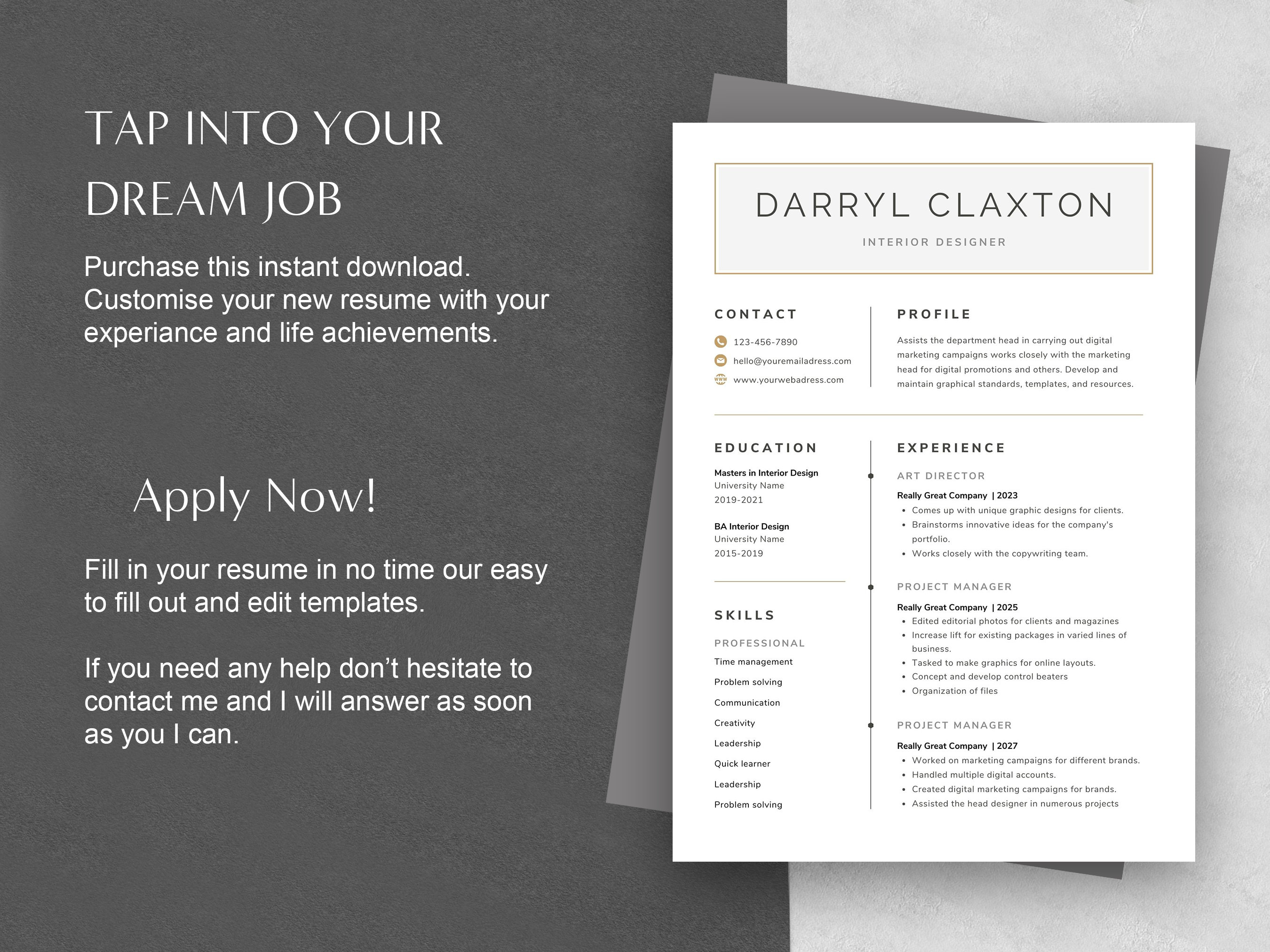 Minimalist Resume Template Professional Modern Resume - Etsy