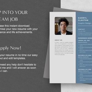 Grey Blue Modern Resume Template, Professional Modern Resume Template ...