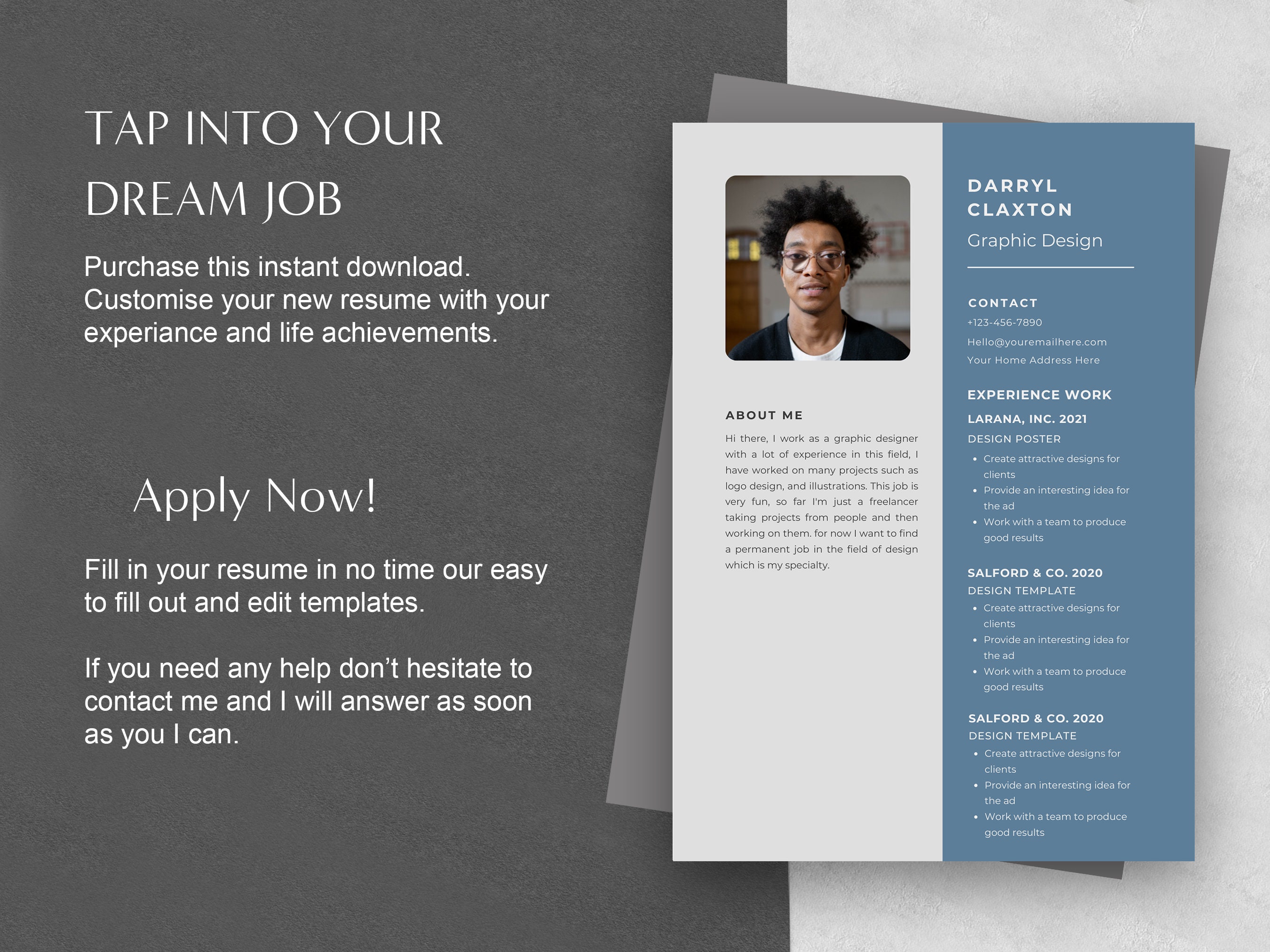 Grey Blue Modern Resume Template, Professional Modern Resume Template ...
