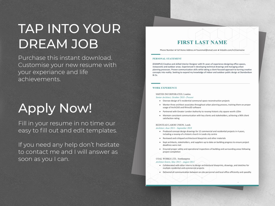Hexagon Resume Templateresume Template Professional Modern | Etsy