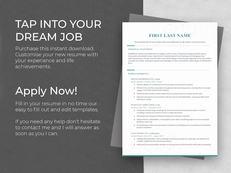 Hexagon Resume Templateresume Template Professional Modern | Etsy