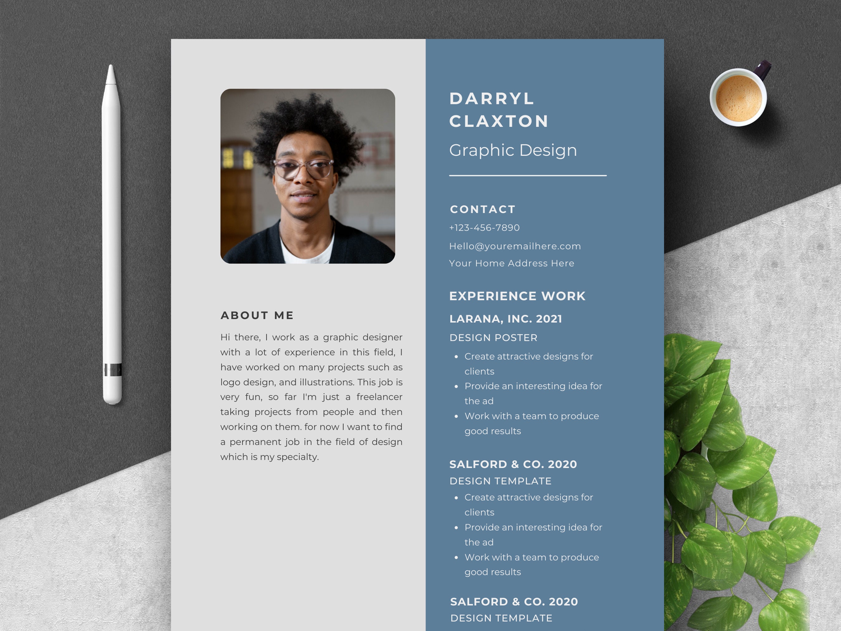 Grey Blue Modern Resume Template, Professional Modern Resume Template ...