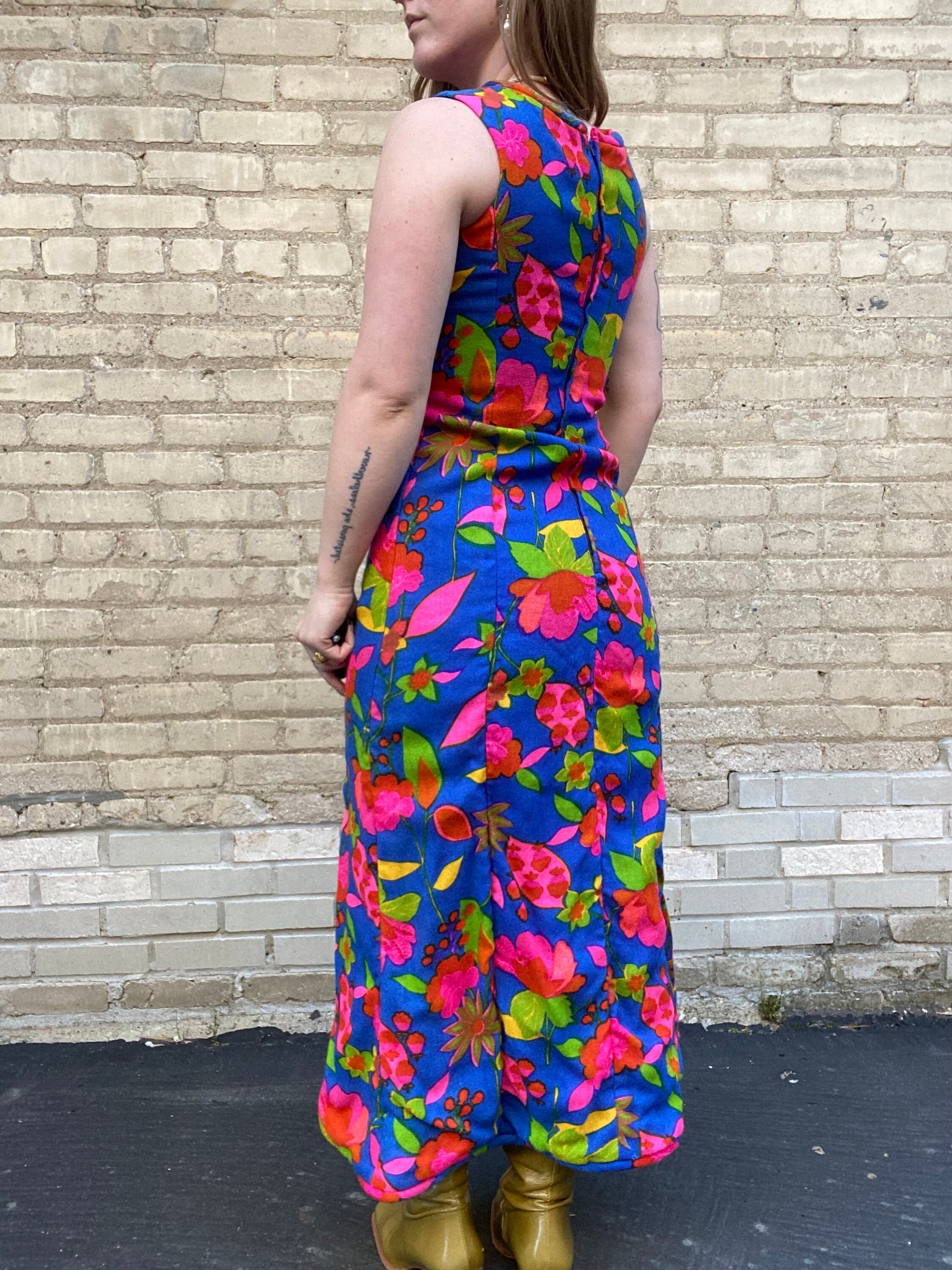 1970s Neon Maxi Dress - Etsy