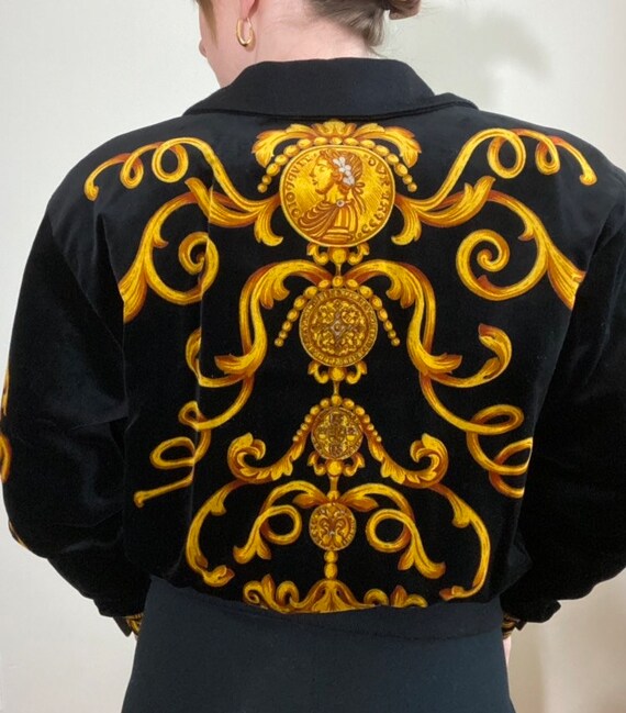 1980s Escada Coin Brocade and Scrollwork Velvet Bombe… - Gem
