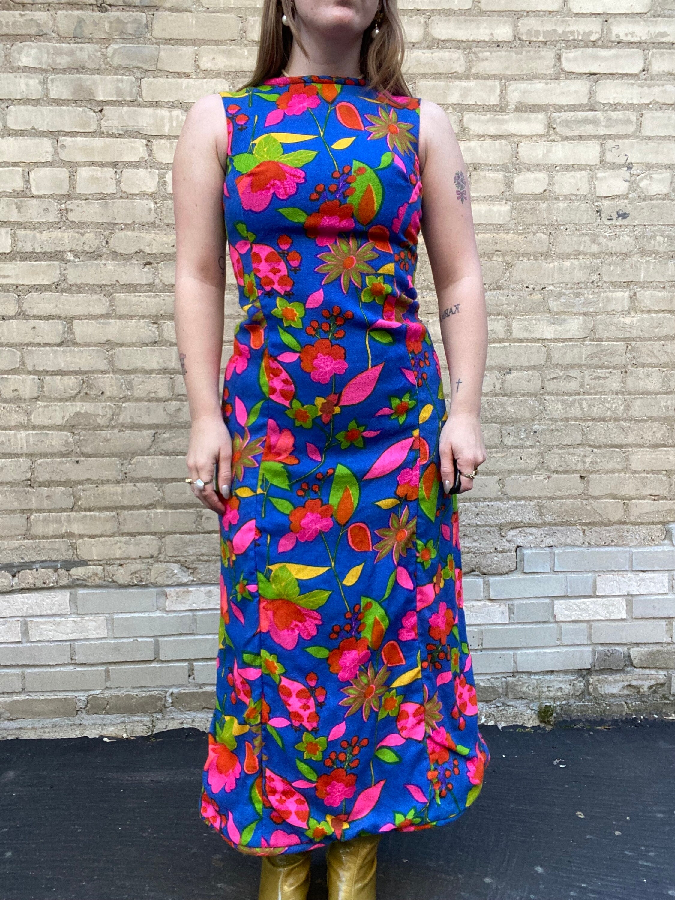 1970s Neon Maxi Dress - Etsy