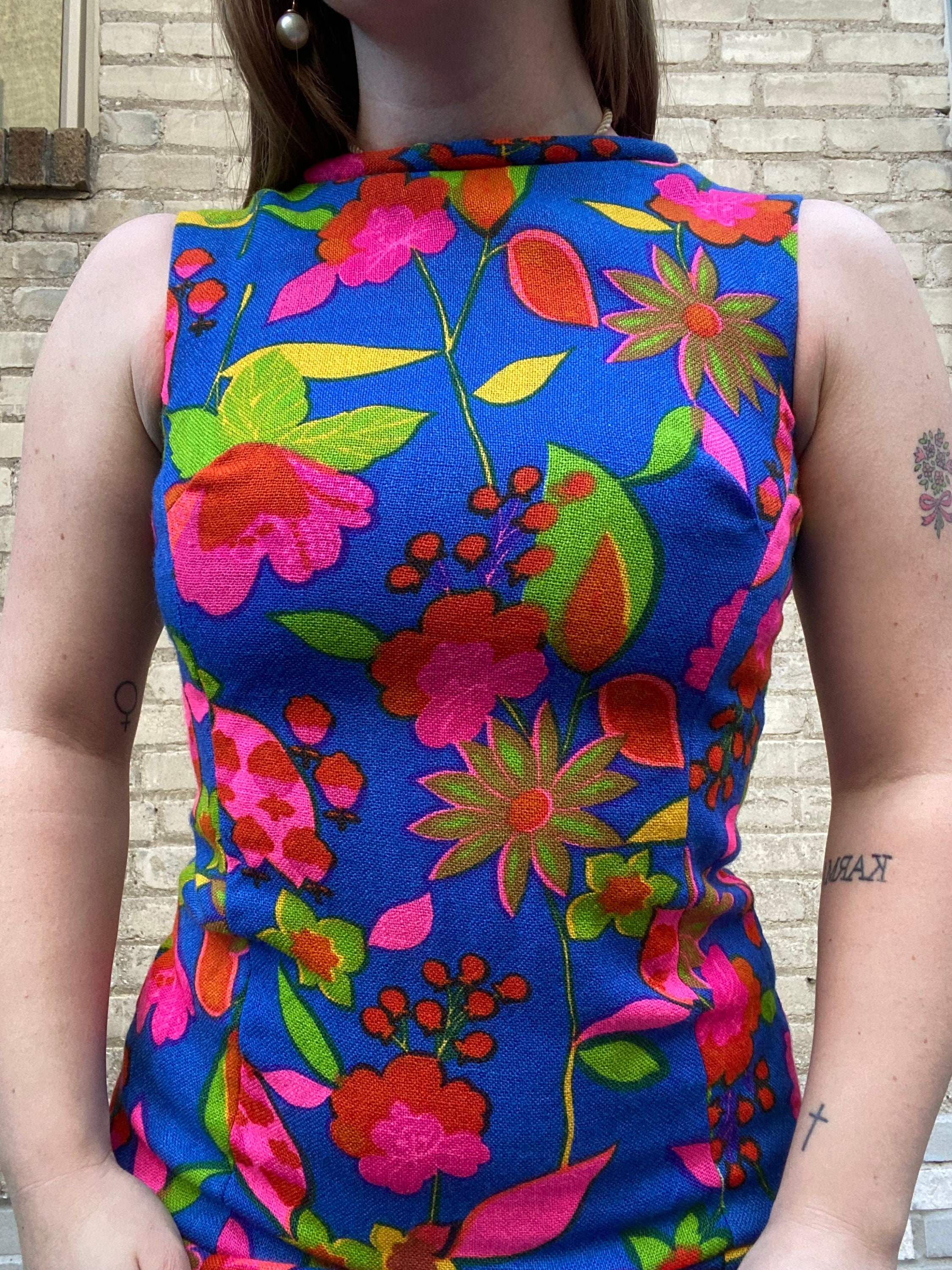 1970s Neon Maxi Dress - Etsy