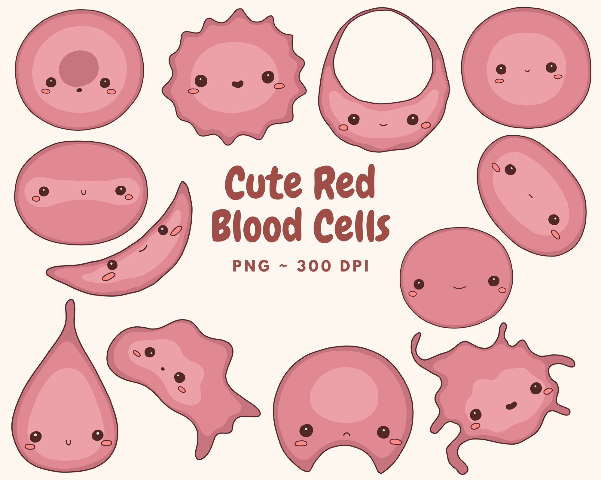 Cute Red Blood Cell Morphology Clip Art Hematology Cute - Etsy UK