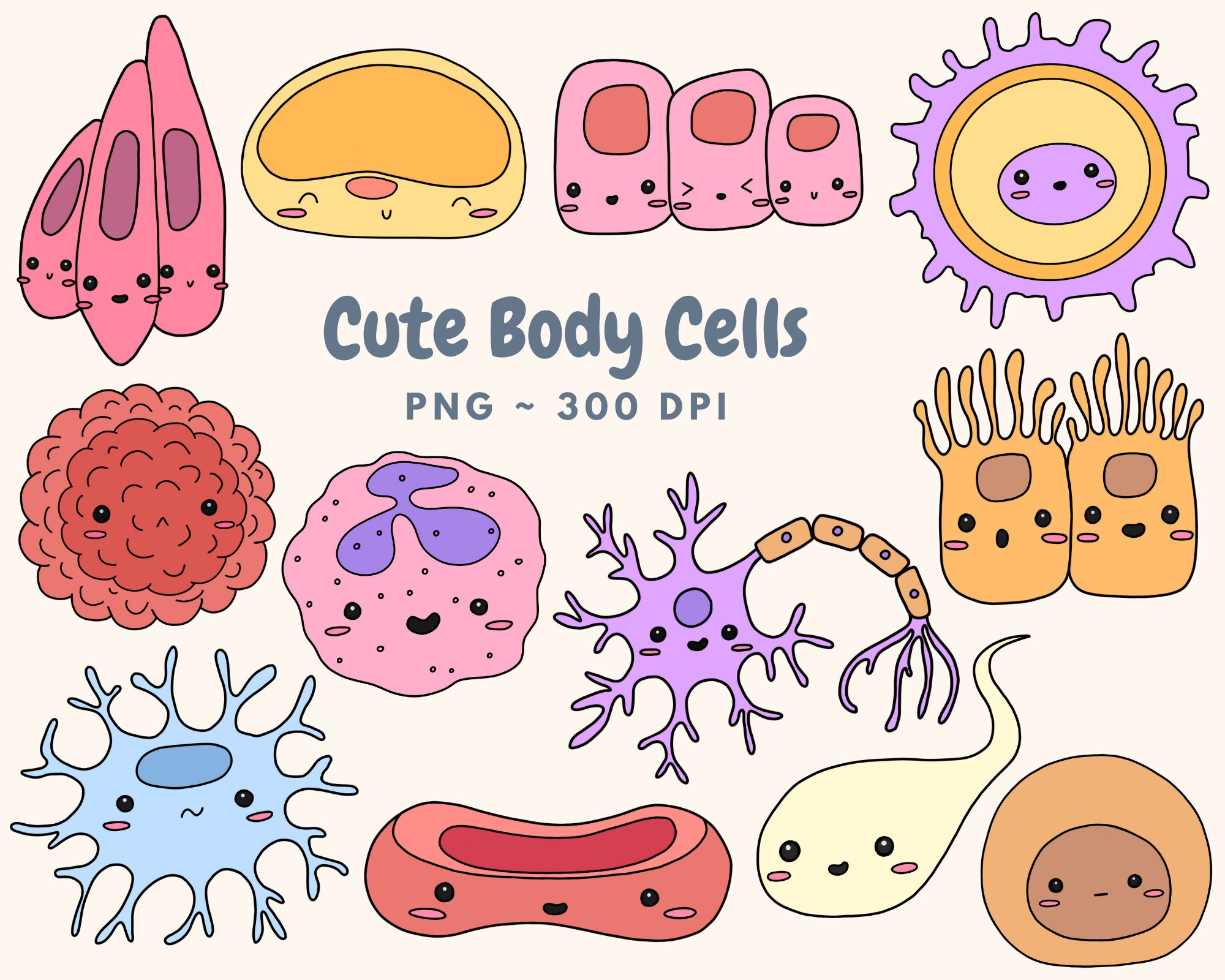 Cute Body Cells Clip Art Digital Download Biology Clip Art - Etsy