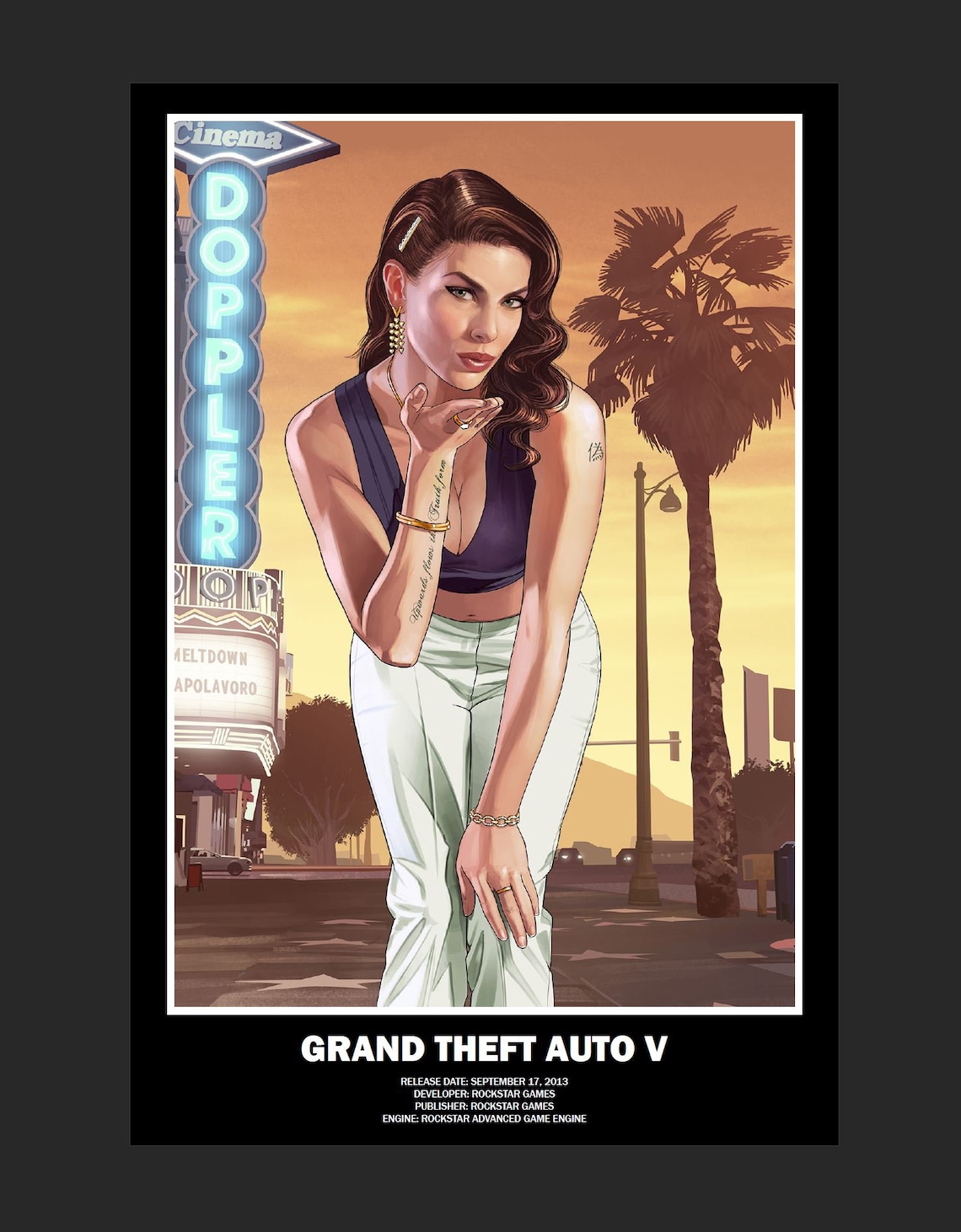 Grand Theft Auto Poster GTAV GTA5 Girl 12x18 inches | Etsy