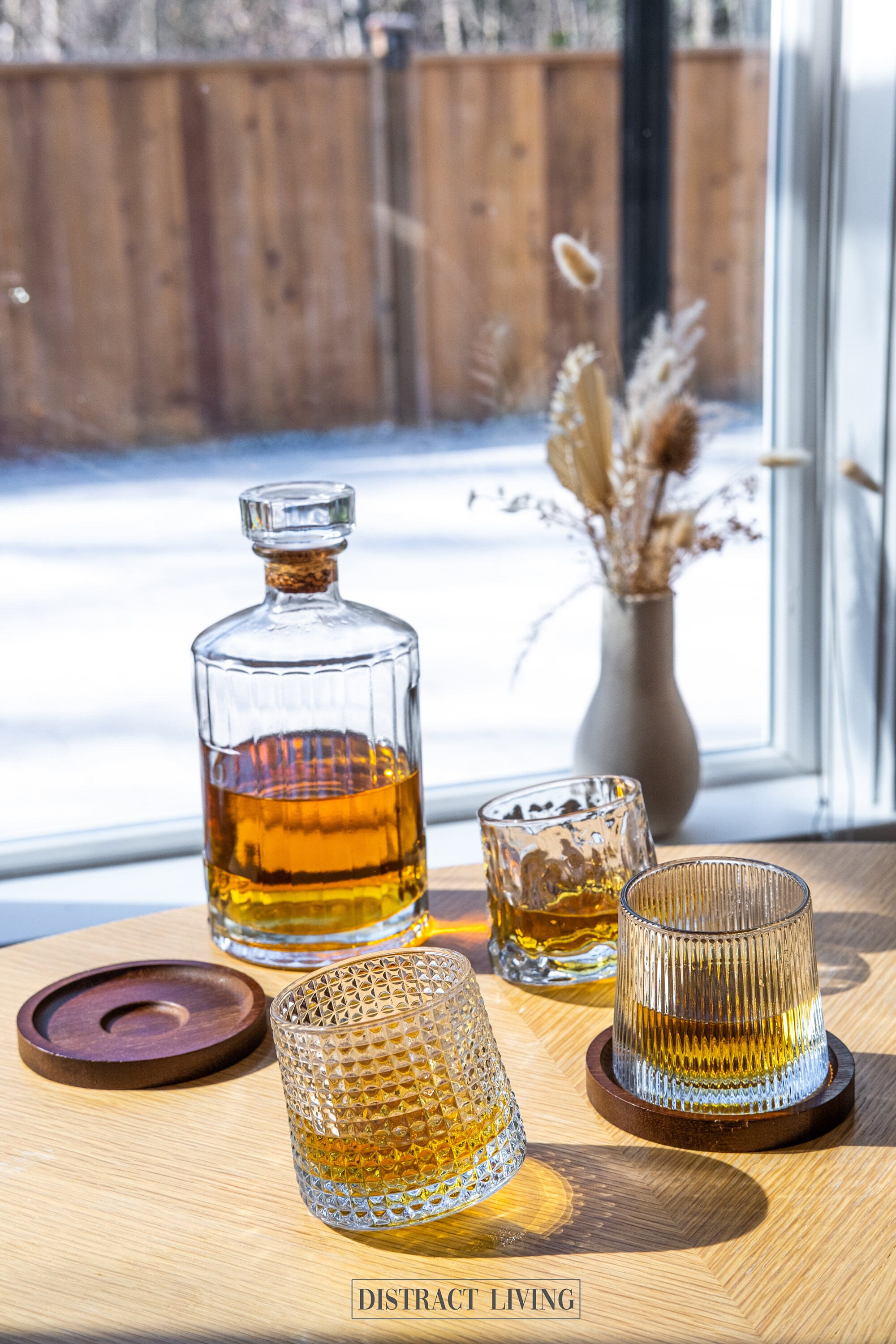 ROTATING WHISKEY / COCKTAIL Glass With Wooden Base - Etsy