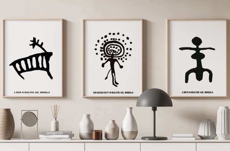 Set 3 Neolithic Age Posters, Cave Drawings Print, Ancient Age Poster ...