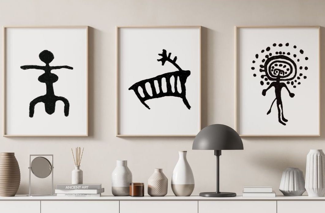 Set 3 Neolithic Age Posters, Cave Drawings Print, Ancient Age Poster ...