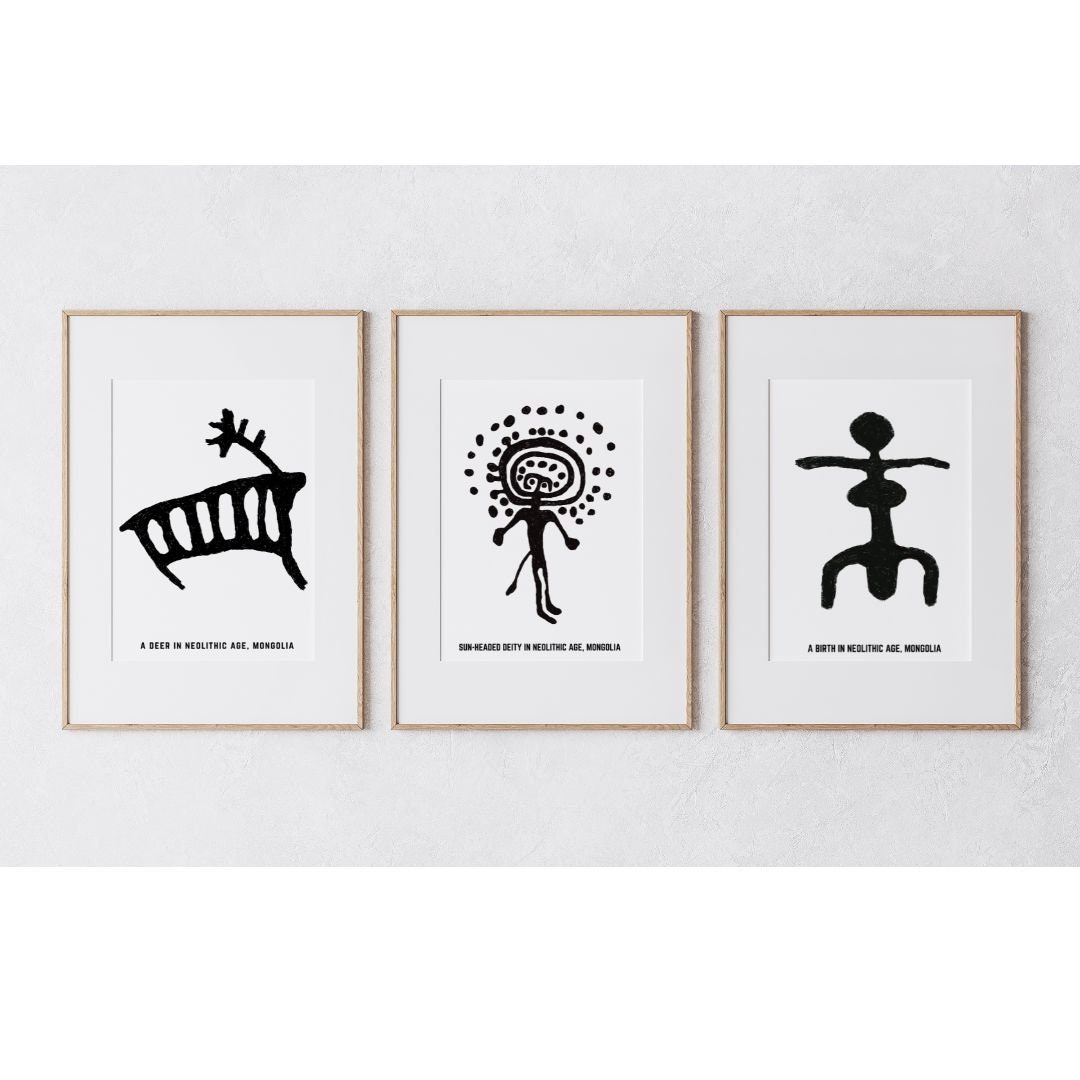 Set 3 Neolithic Age Posters, Cave Drawings Print, Ancient Age Poster ...