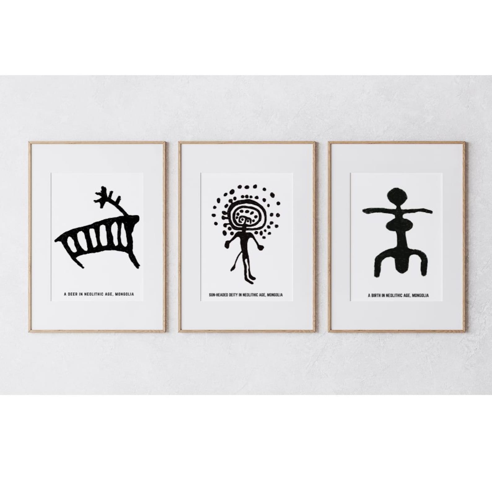 Set 3 Neolithic Age Posters, Cave Drawings Print, Ancient Age Poster ...