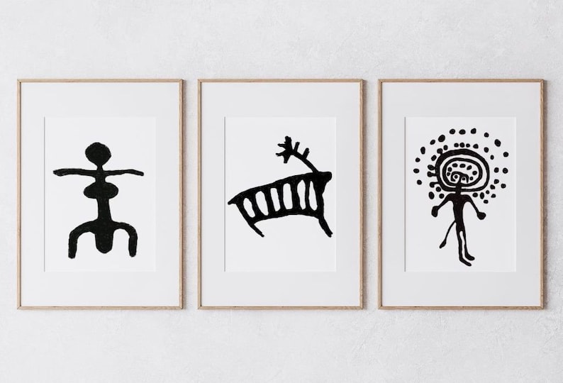 Set 3 Neolithic Age Posters, Cave Drawings Print, Ancient Age Poster ...