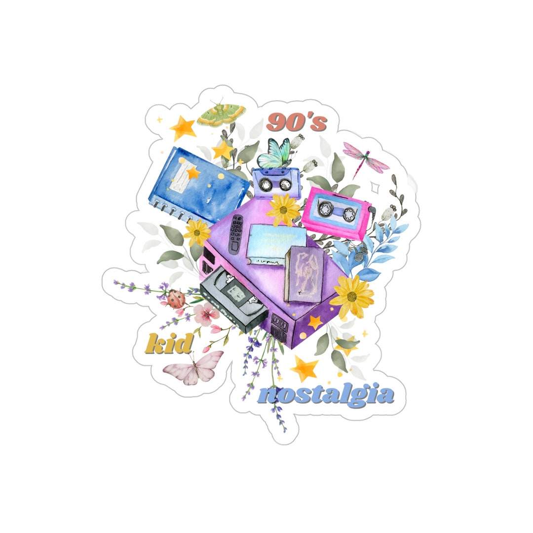 Floral 90's Kid Nostalgia Transparent Outdoor Sticker - Etsy