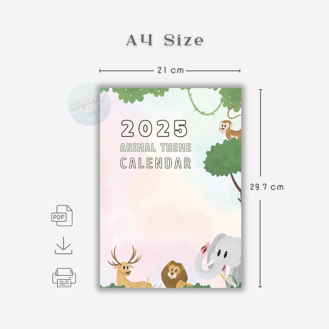 2025 Calendar Printable, Cute Kids Calendar 2025, Wall Calendar, Desk ...