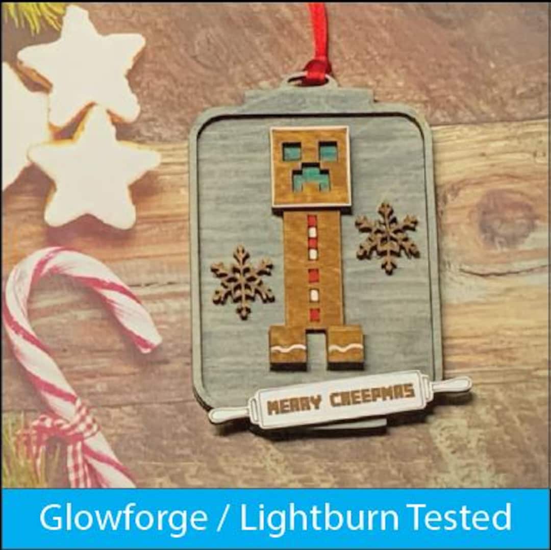 Gingerbread Minecraft Creeper Christmas Laser Ornament Svg Pdf ...
