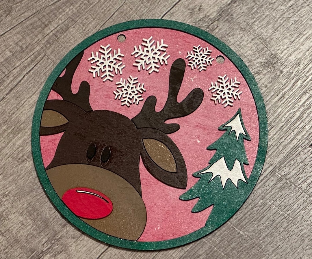 Reindeer Christmas Winter Door Hanger Laser Svg Pdf Ai Digital File ...